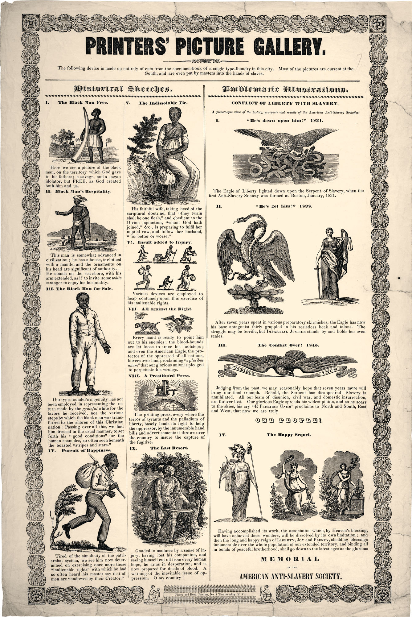 Facsimile of Printers’ Picture Gallery, 1838 letterpress broadside